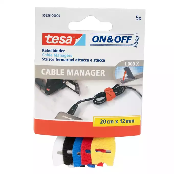 Rzepy kolorowe do łączenia kabli TESA 20CMx12MM 5szt/opak - Buduj24.pl