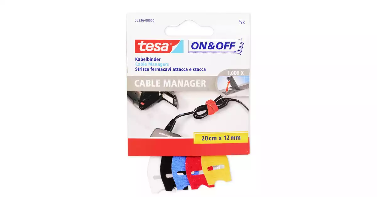 Rzepy kolorowe do łączenia kabli TESA 20CMx12MM 5szt/opak - Buduj24.pl