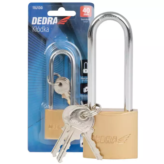 DEDRA Kłódka żeliwna z miedzianą powłoką z długim jarzmem 40MM - Buduj24.pl
